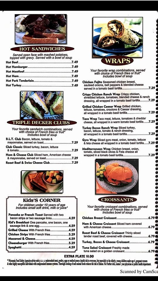 Menu at Vesper's Cafe, Vesper