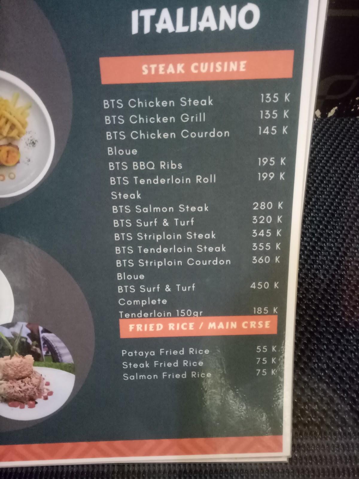 Carta del restaurante BTS MALL, Timika