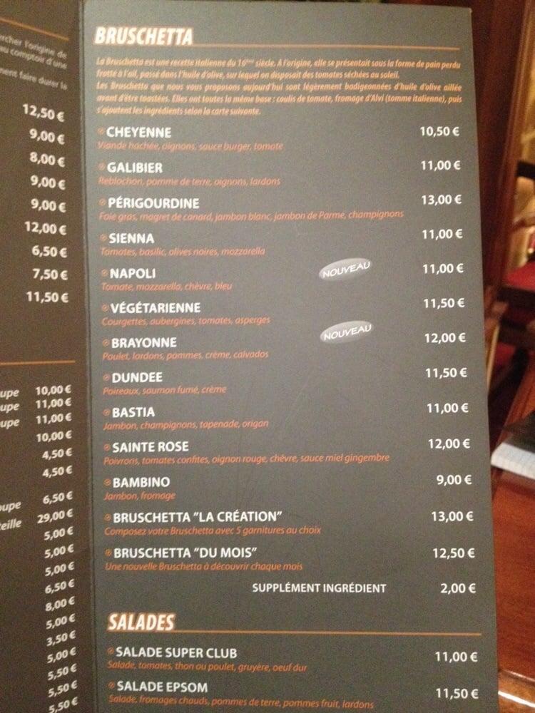 Menu at Epson pub & bar, Dieppe