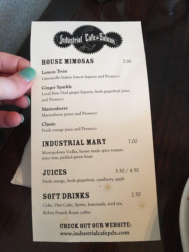 Menu at Industrial Cafe & Saloon, Portland