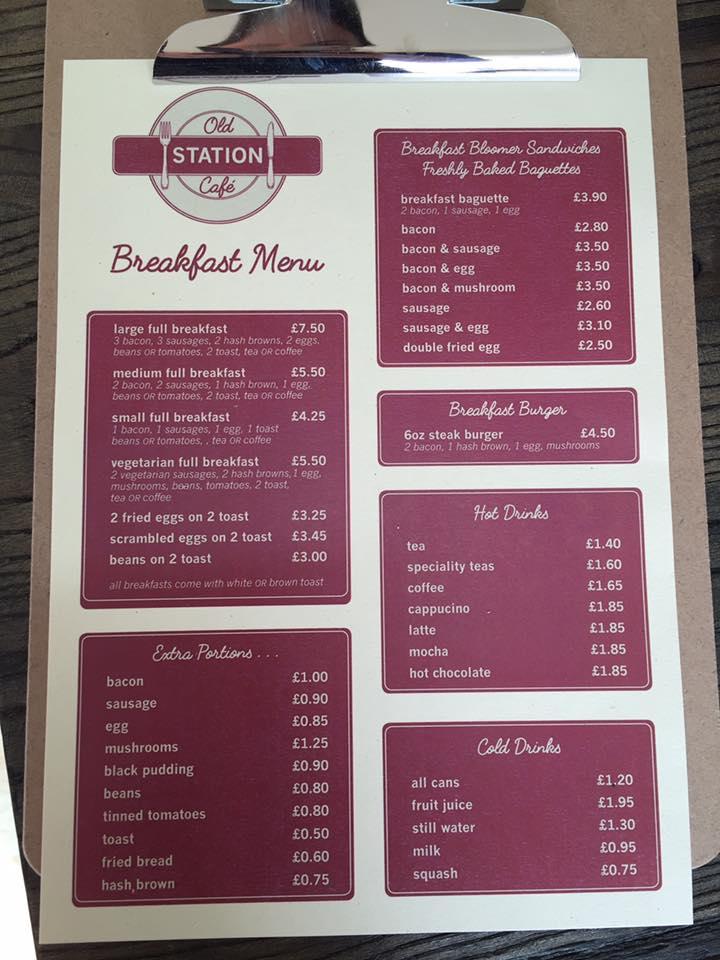 Menu at Old Station Café cafe, Goodwick