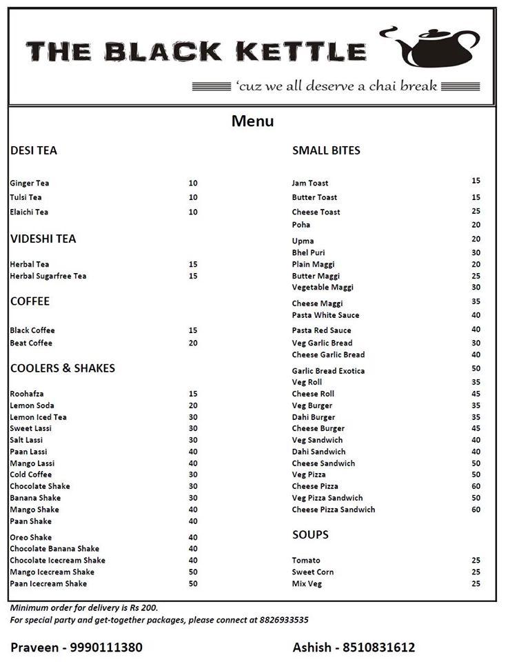 Menu at The Black Kettle, Faridabad, Ground Floor