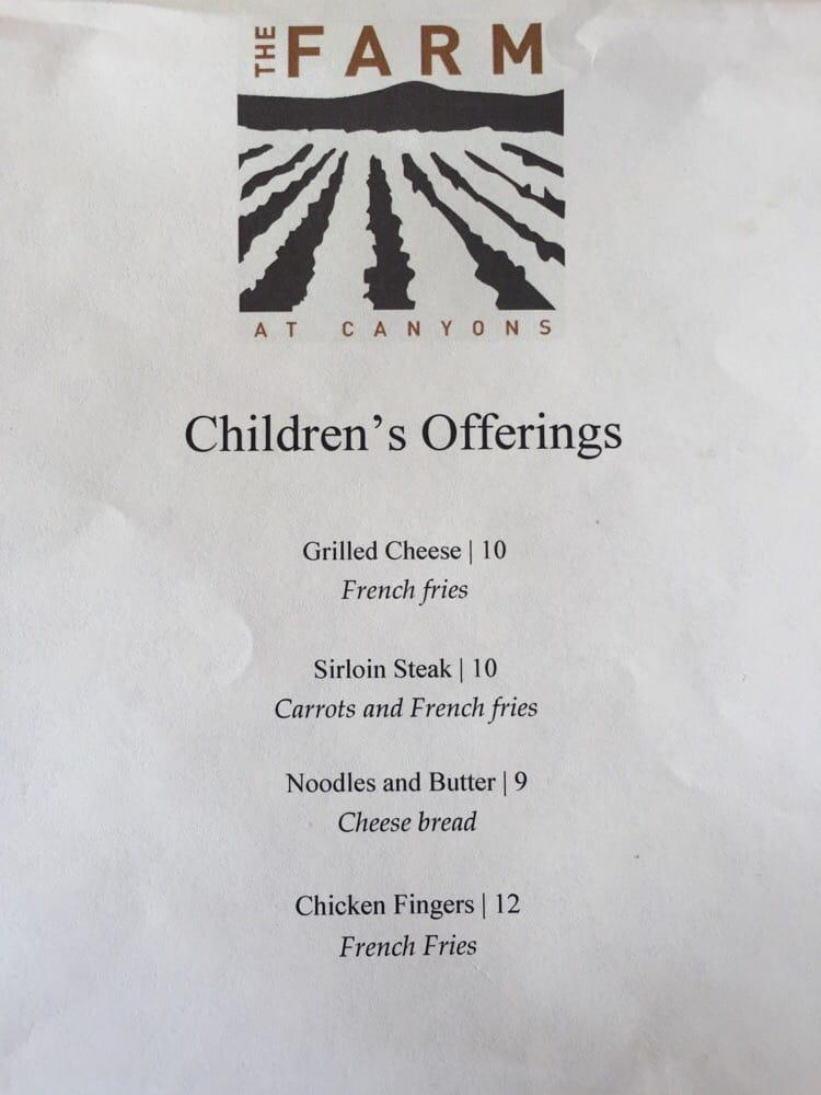 Menu at The Farm Restaurant, Park City
