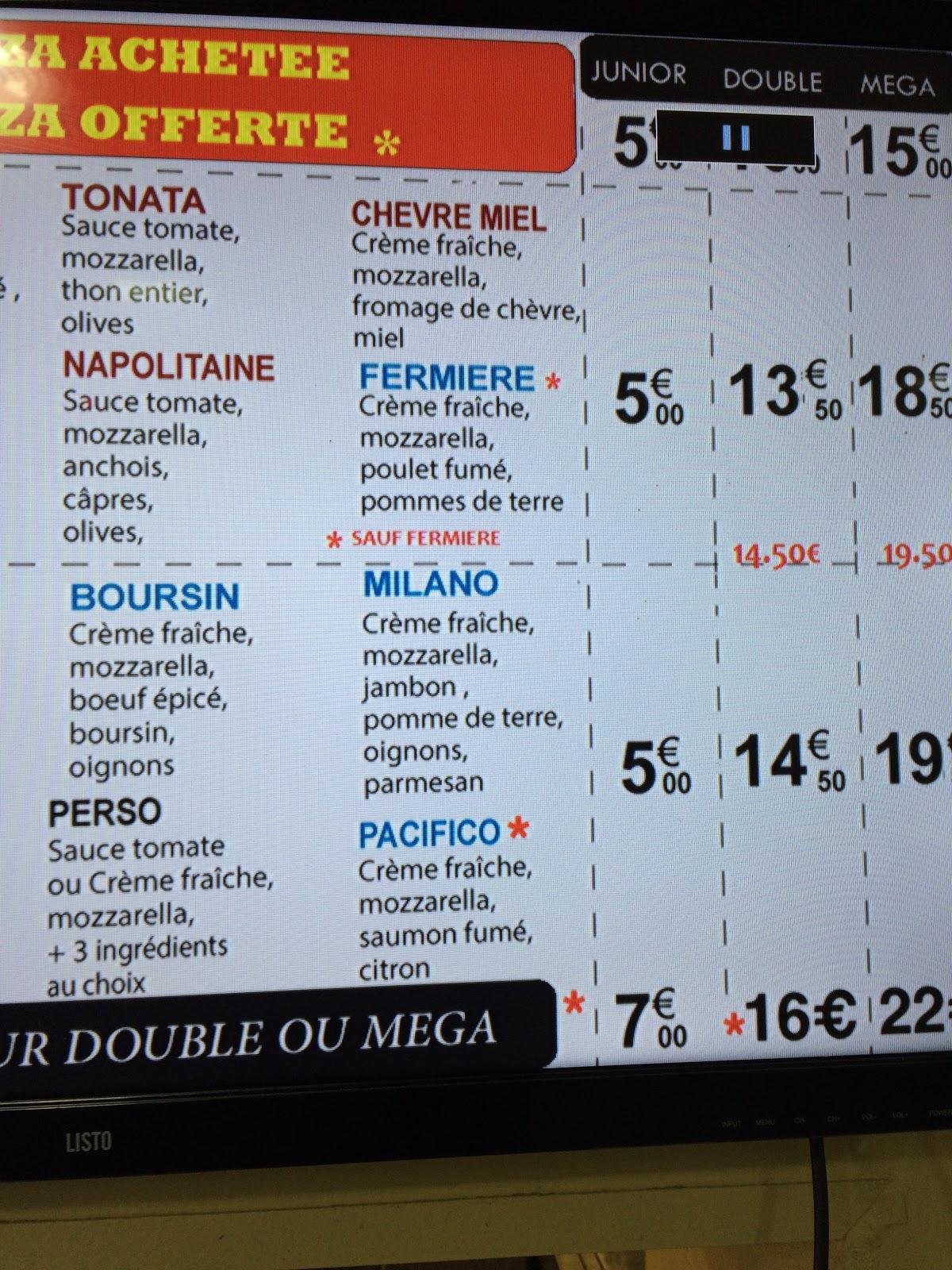 Menu au BB Food restaurant, Montmagny
