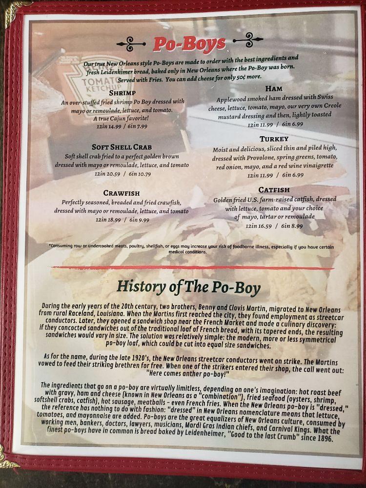 Menu at Cooyons restaurant, Mountain Home