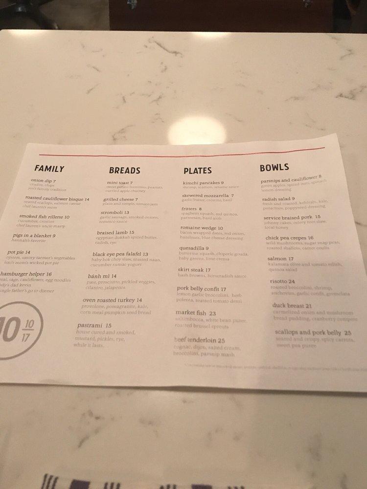 Menu at Atlantic pub & bar, Savannah