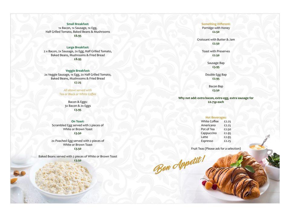 Menu at Bells Clubhouse, Coleford