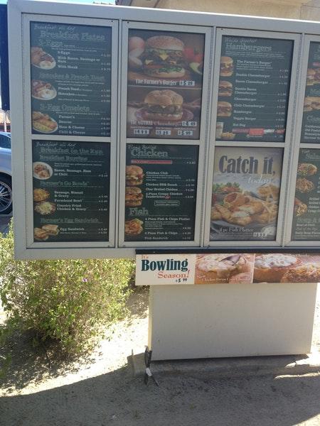 Menu at Farmer Boys restaurant, Indio, US Highway 111