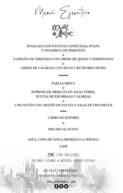 Carta del restaurante Grup Travi, Barcelona
