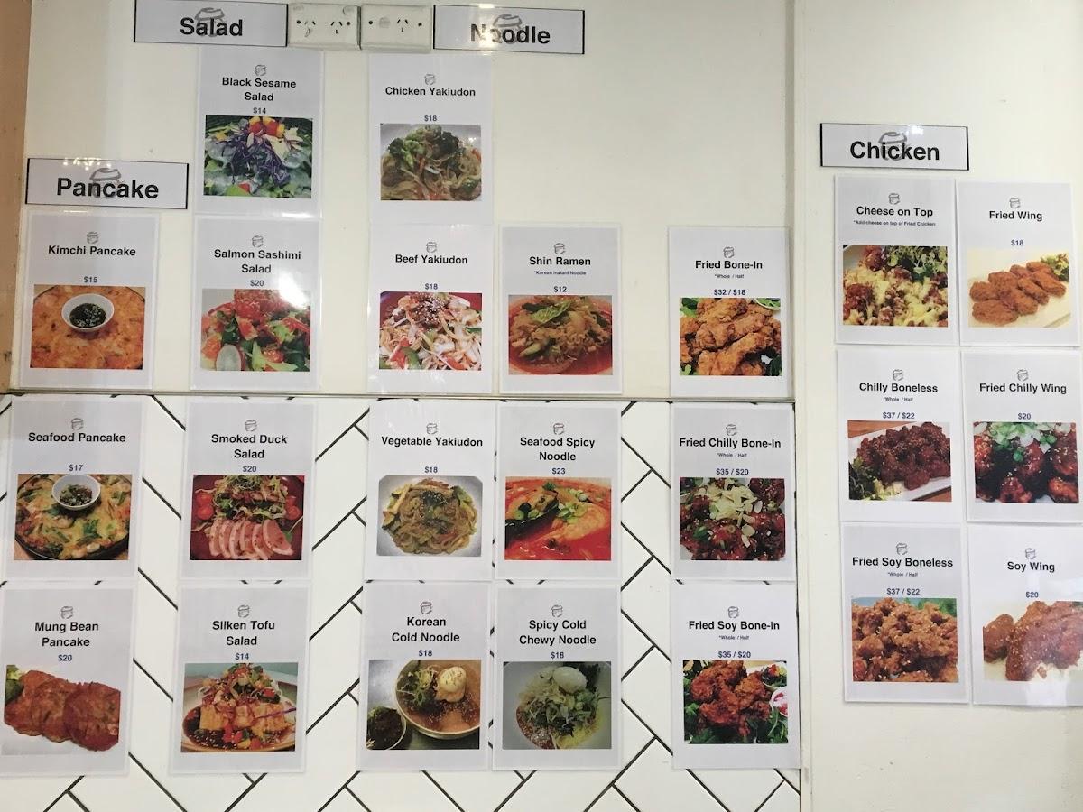 Menu at Jang go mama restaurant, Melbourne