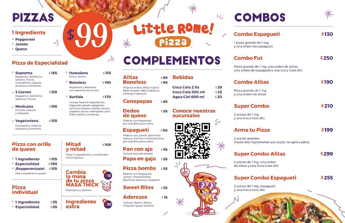 Menu at Little Rome! Pizza Estanzuela restaurant, Monterrey