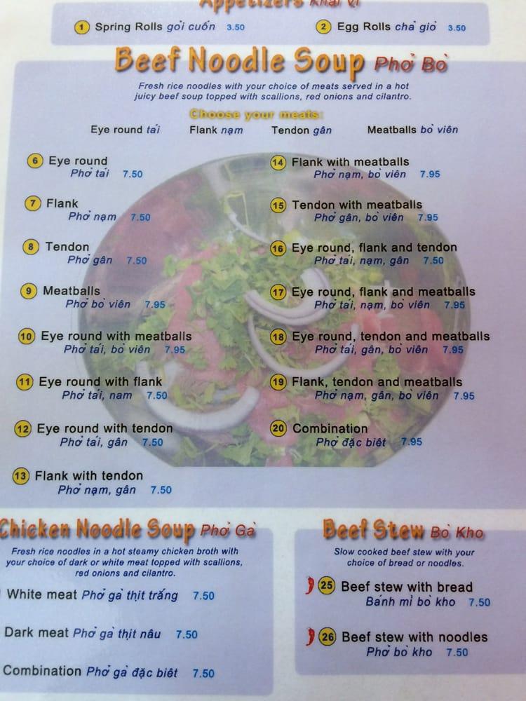 Menu at Phở Việt Restaurant, Hilo