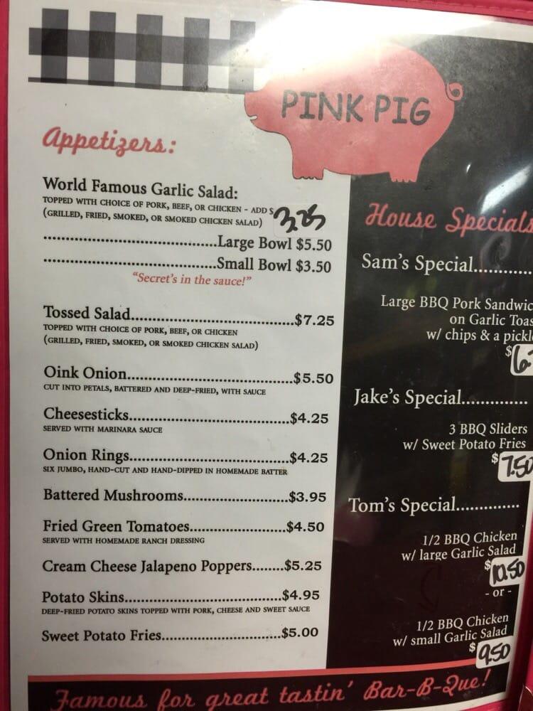 Menu at The Pink Pig BBQ, Cherry Log, 824 Cherry Log St