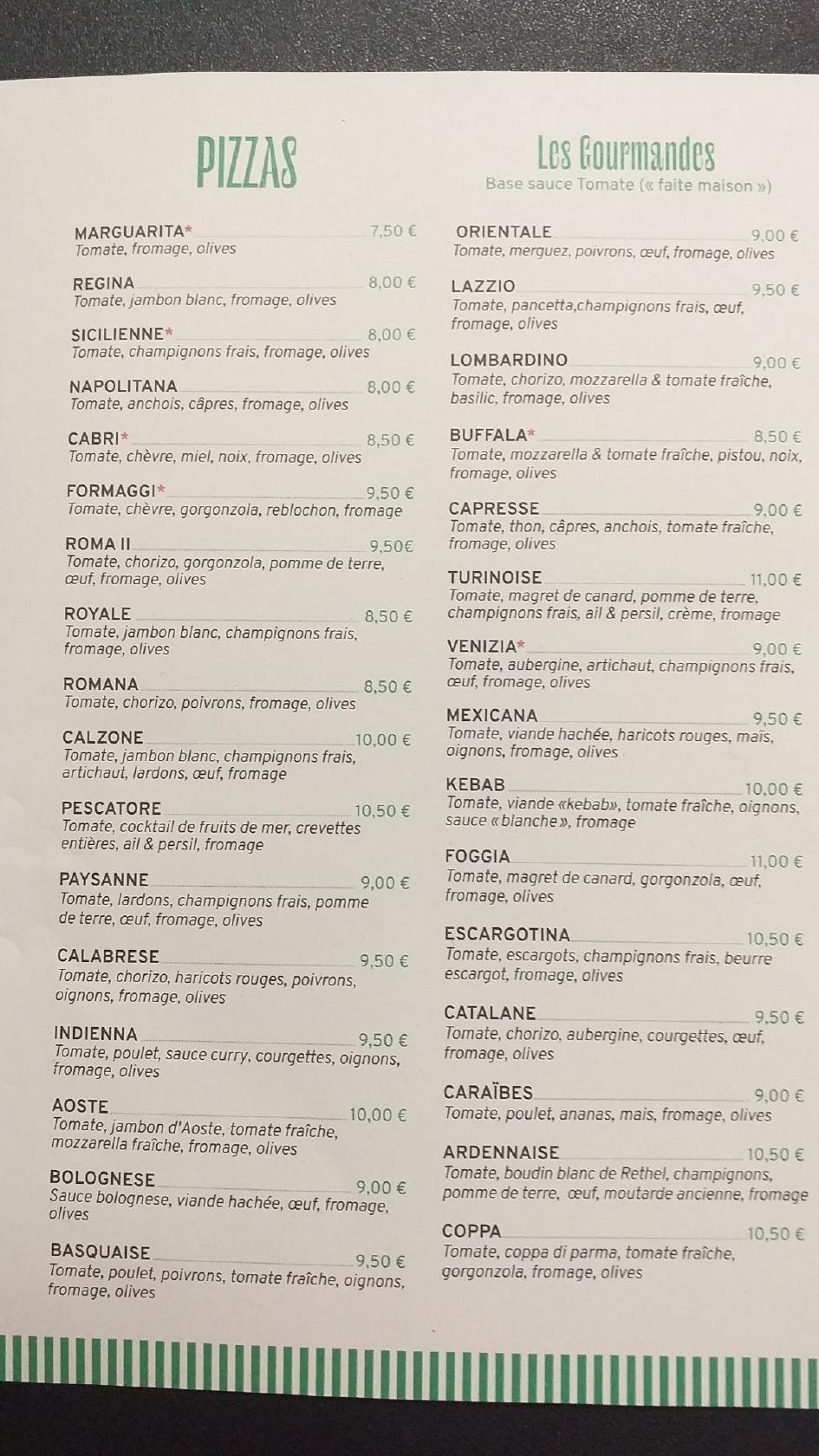 Menu at Pizza Roma II pizzeria, Rethel