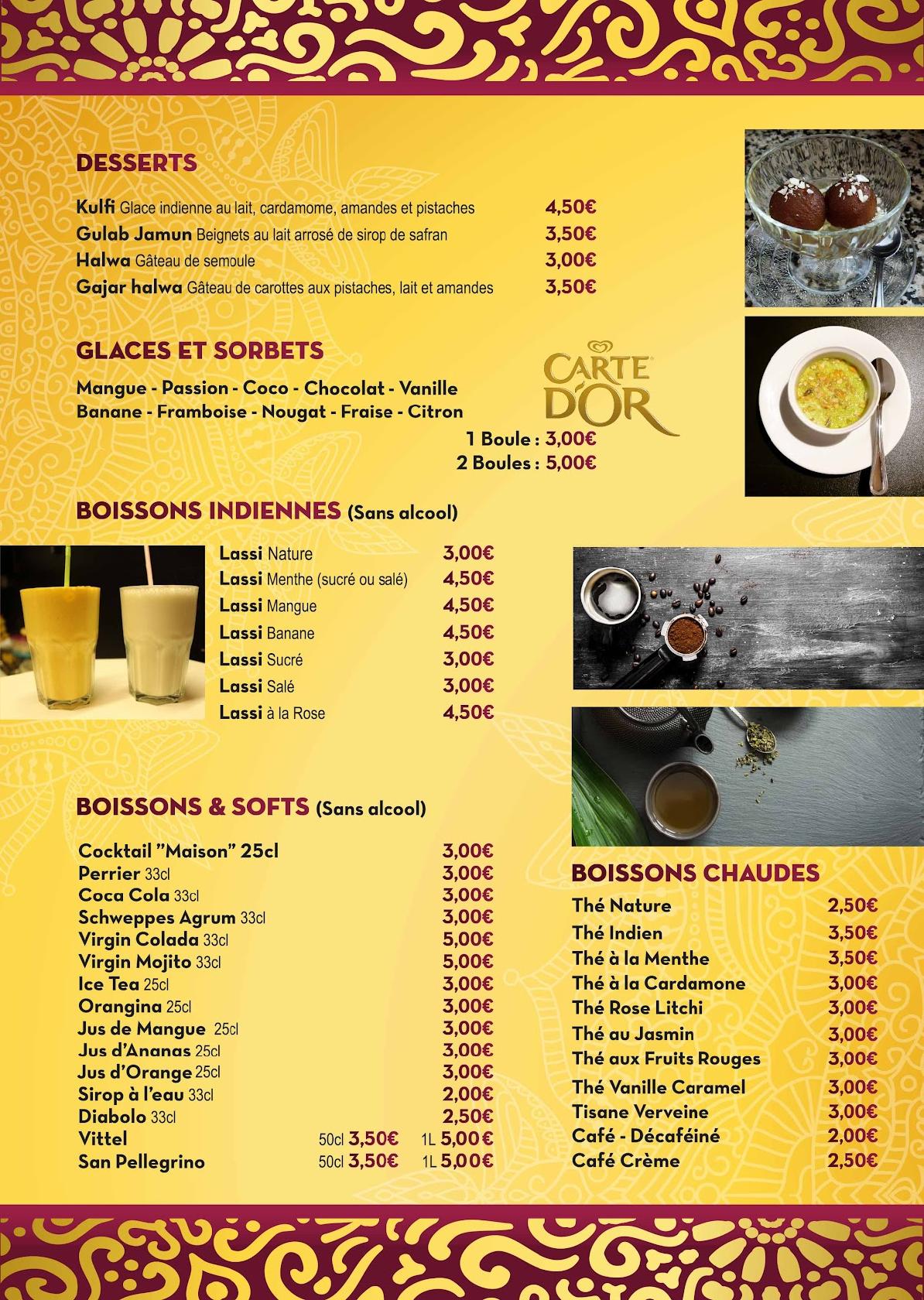 Menu au Shiva - Restaurant indien, Reims