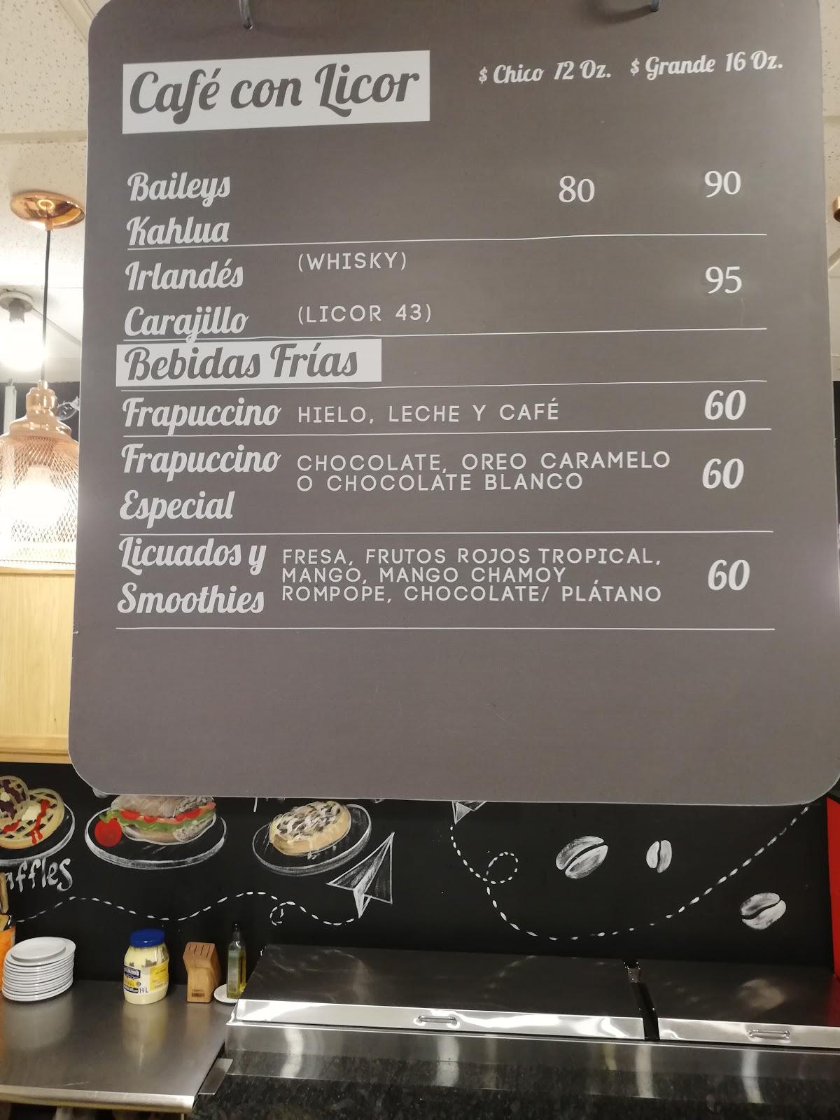 Menu at Sigarreta cafe, Mexico