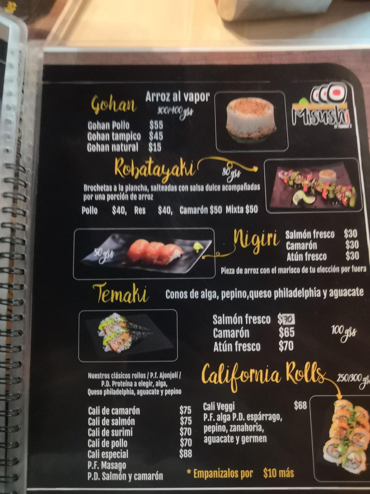 Menu at CUATRO.20 PANCHO'S - MISUSHI restaurant, Tapachula