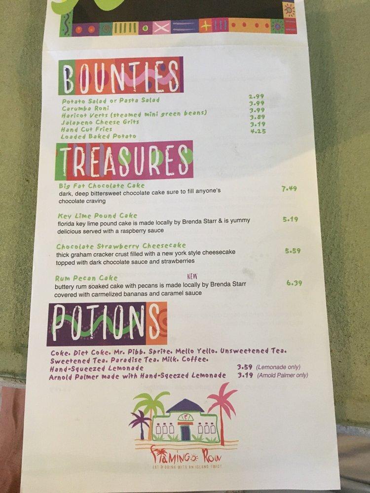 Menu at Flamingo Row restaurant, Paducah