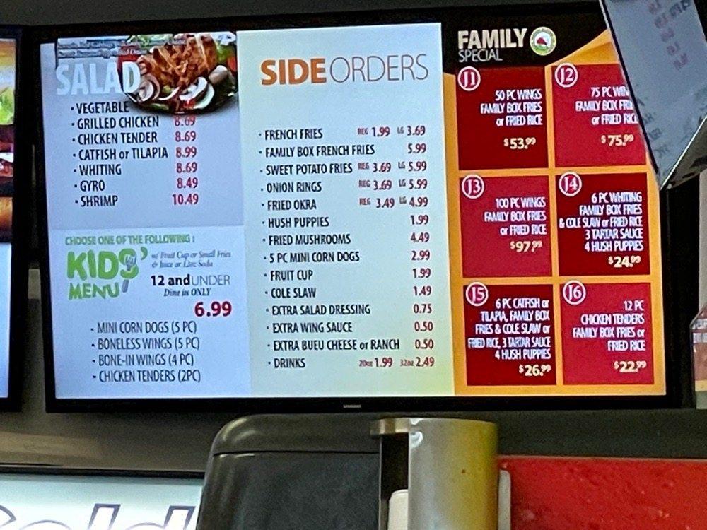 Menu at J Buffalo Wings restaurant, Roswell