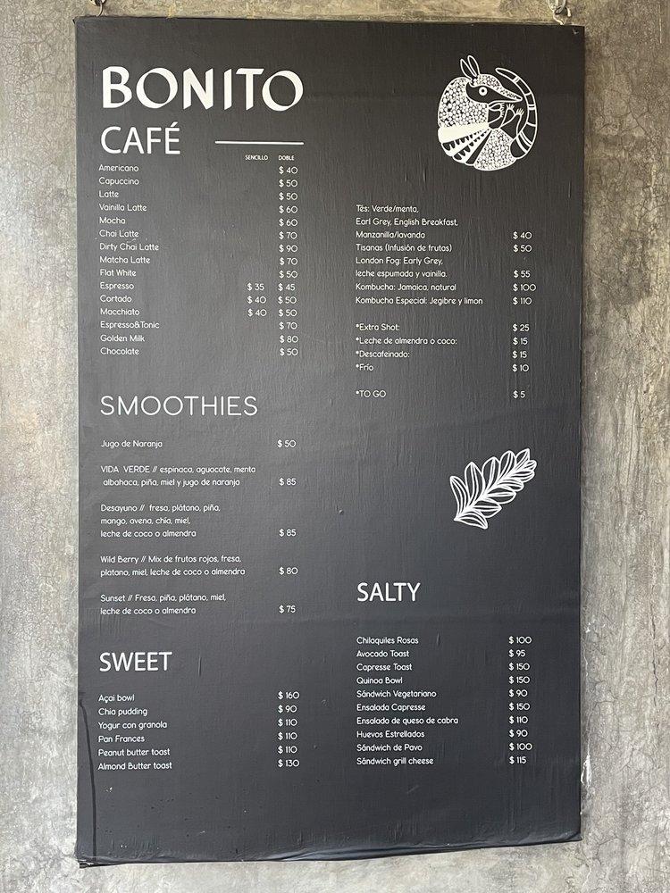 Carta de Don Bonito Cafe, Sayulita