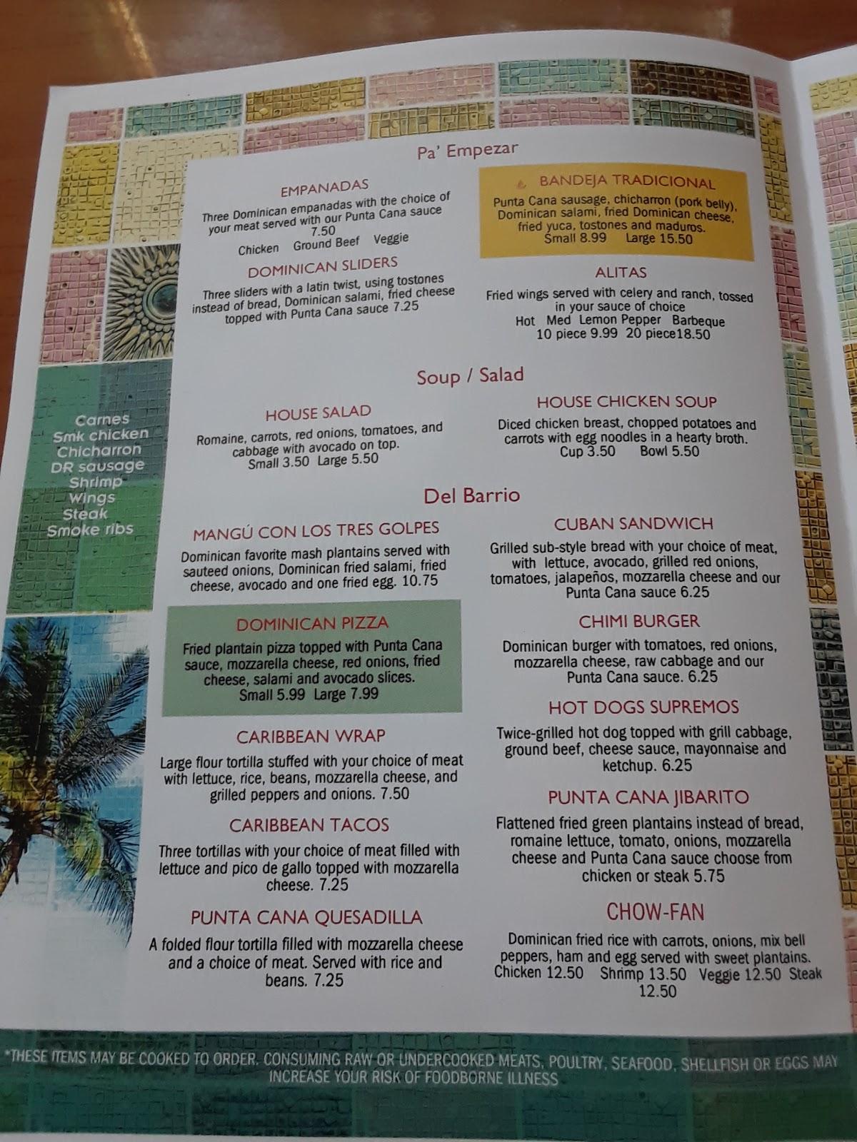 Menu at Punta Cana Latin Grill pub & bar, Athens