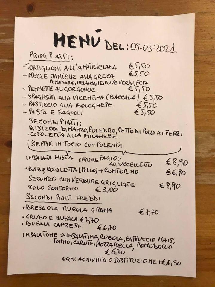 Menu at fradei kempes pub & bar, Padua