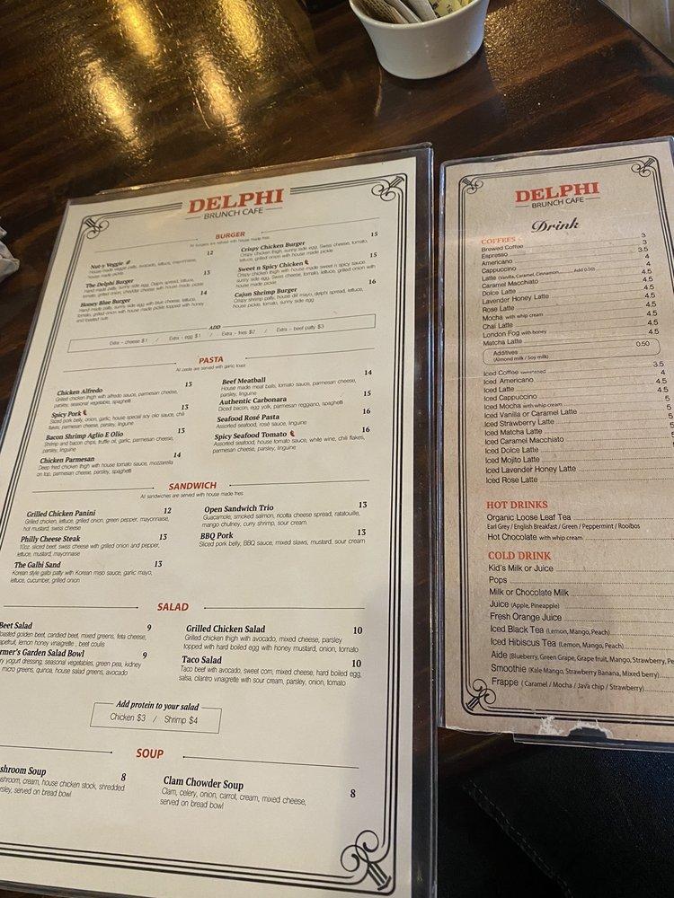 Menu at Delphi Cafe, Langley Township