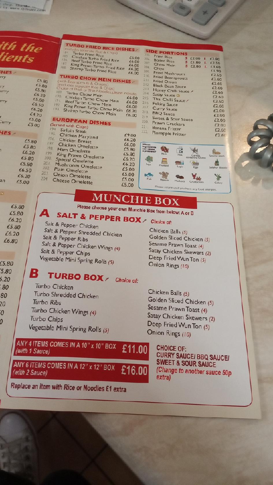 Menu at Golden Sky restaurant, Dundee