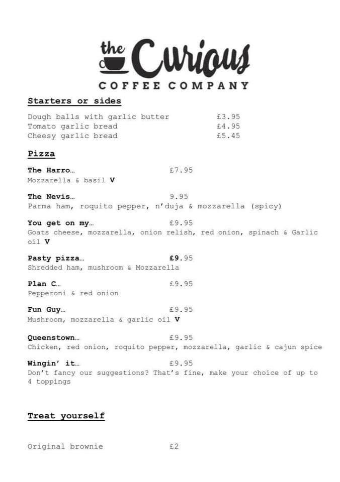 Menu at The Curious Coffee Company restaurant, York