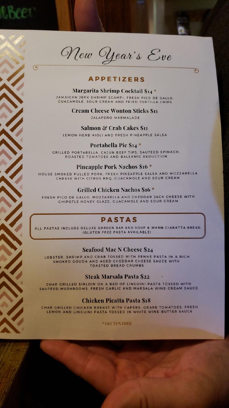 Menu at West Wind Supper Club, River Falls