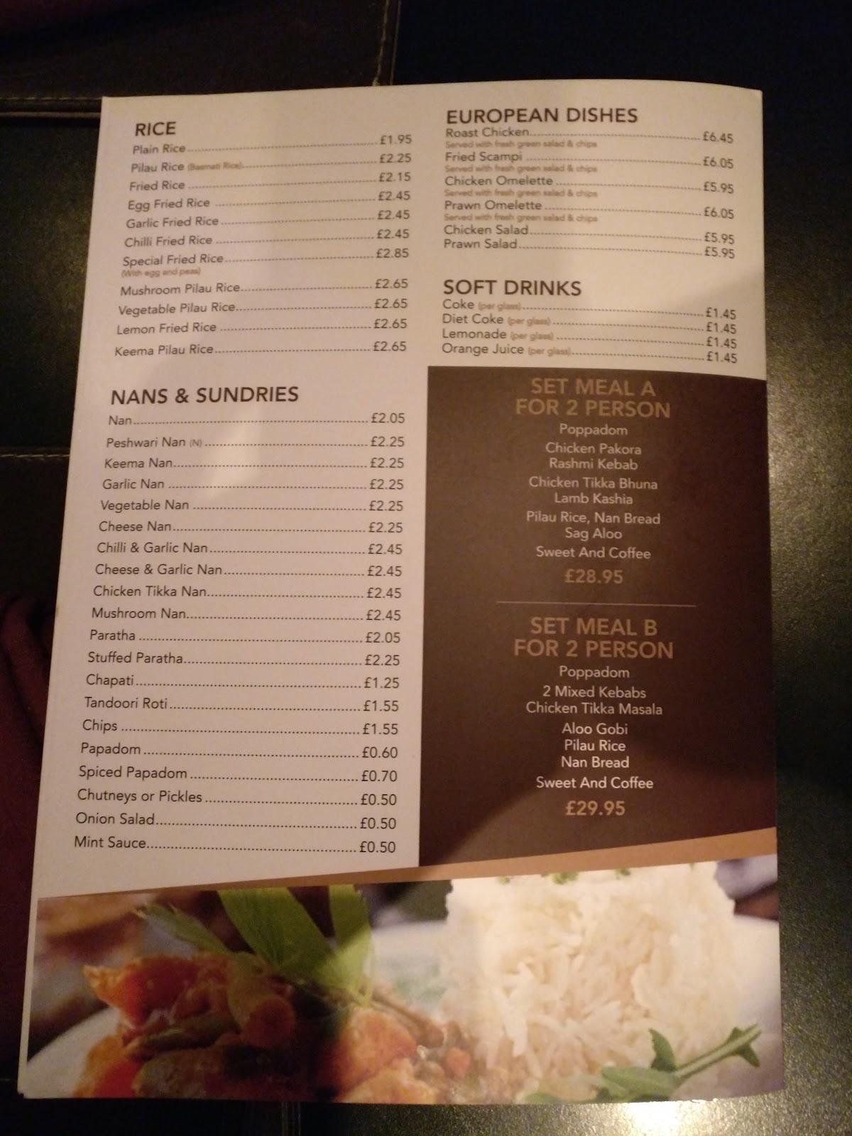 Menu at Bilash Balti & Tandoori Restaurant, Birmingham, 572 Kingstanding Rd