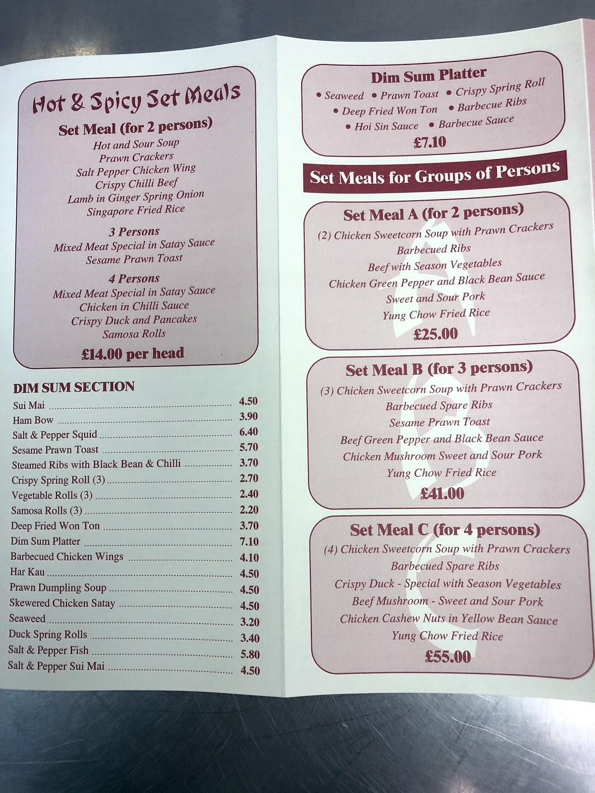 Menu at Chung Ku fast food, Liverpool, 9 Childwall Priory Rd