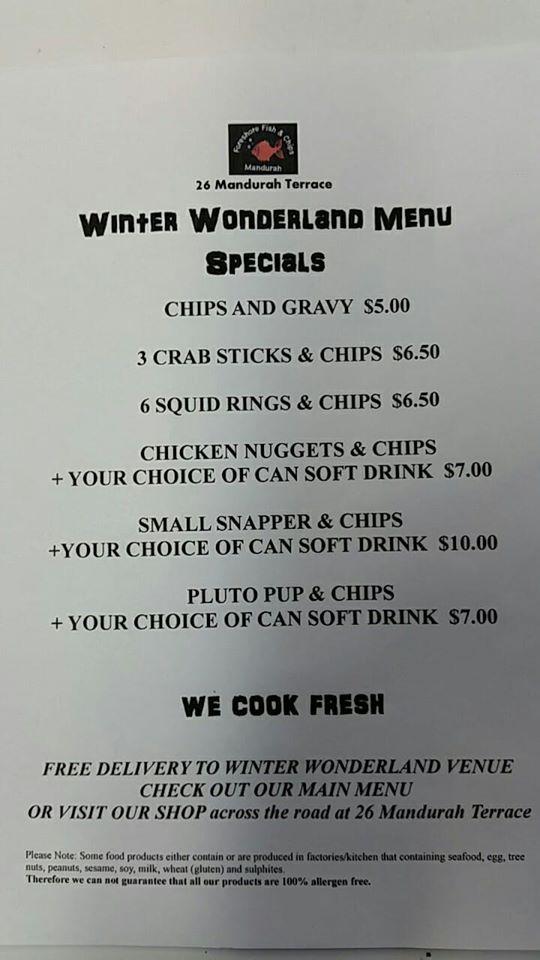 Menu at Mandurah Foreshore Fish & Chips fast food, Mandurah, 26 ...