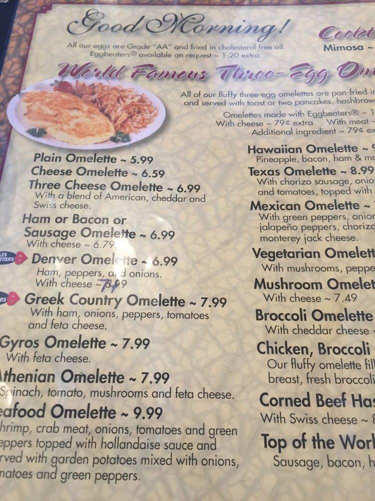 Menu at Les Brothers restaurant, Hickory Hills