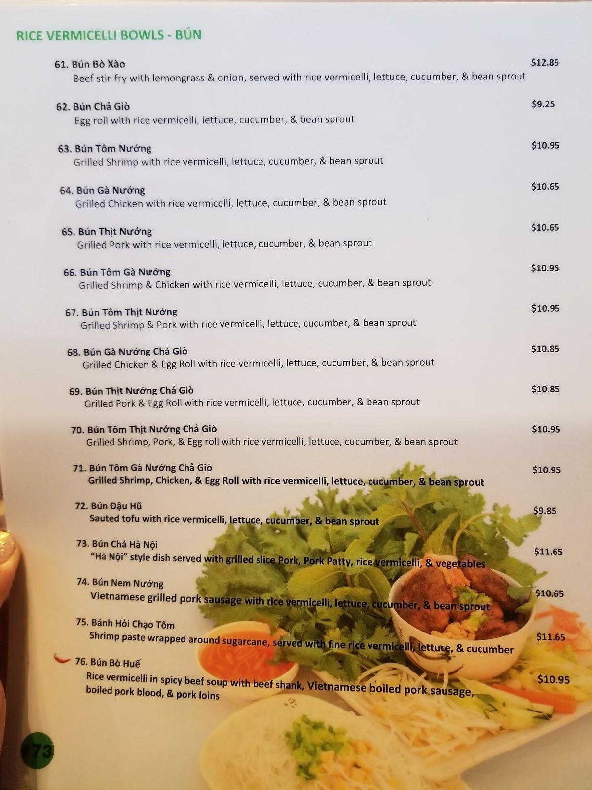 Menu at Pho Saigon 8 restaurant, Las Vegas, N Hualapai Way # 125