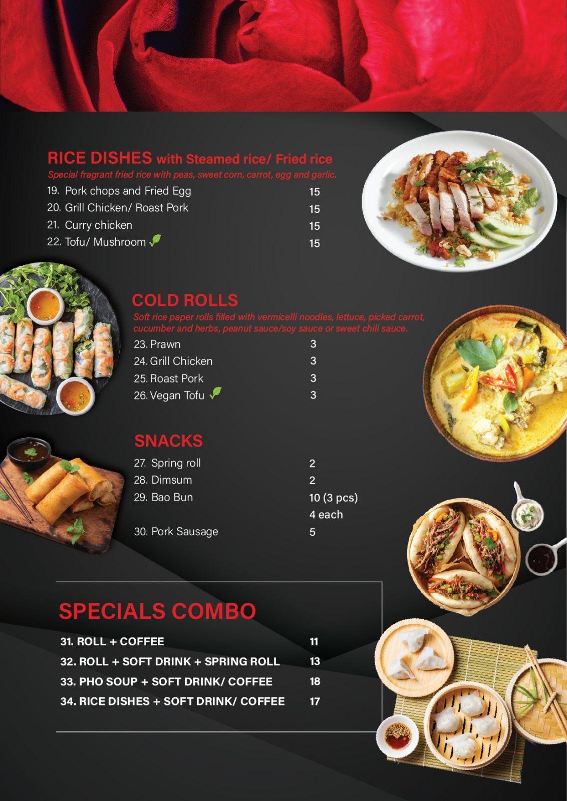 Menu at ROLL AND ROSE COFFEE - BANH MI - PHO, Hove