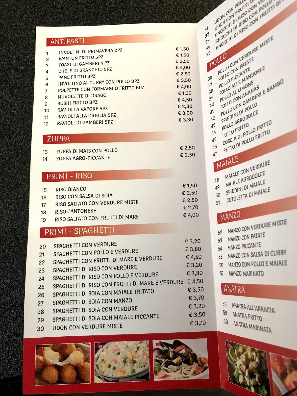 Menu at Rosticceria Cinese China Town restaurant, Vercelli