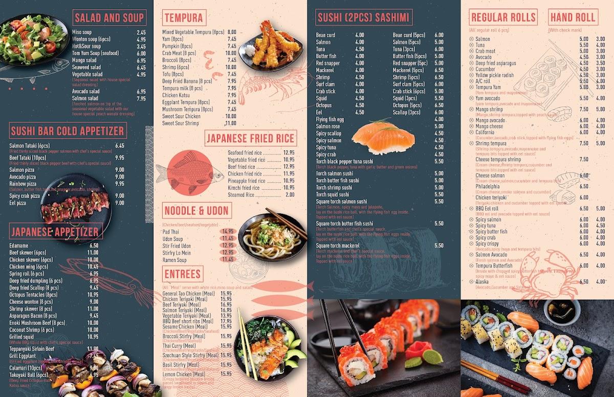 Menu at Blossom Sushi restaurant, Brant