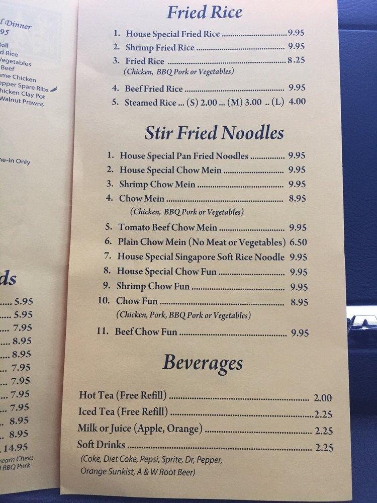 Menu at Wonderful Chinese Restaurant, USA, Pleasant Valley Rd