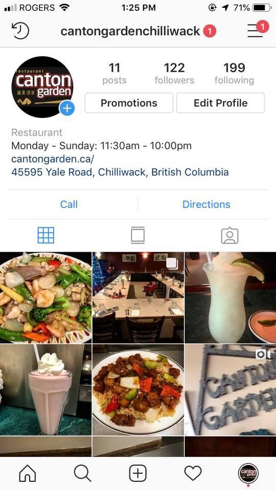 Menu at Canton Garden restaurant, Chilliwack
