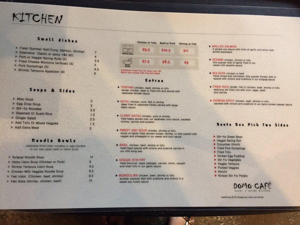 Menu at Domo Café restaurant, Fort Walton Beach, Hurlburt Rd