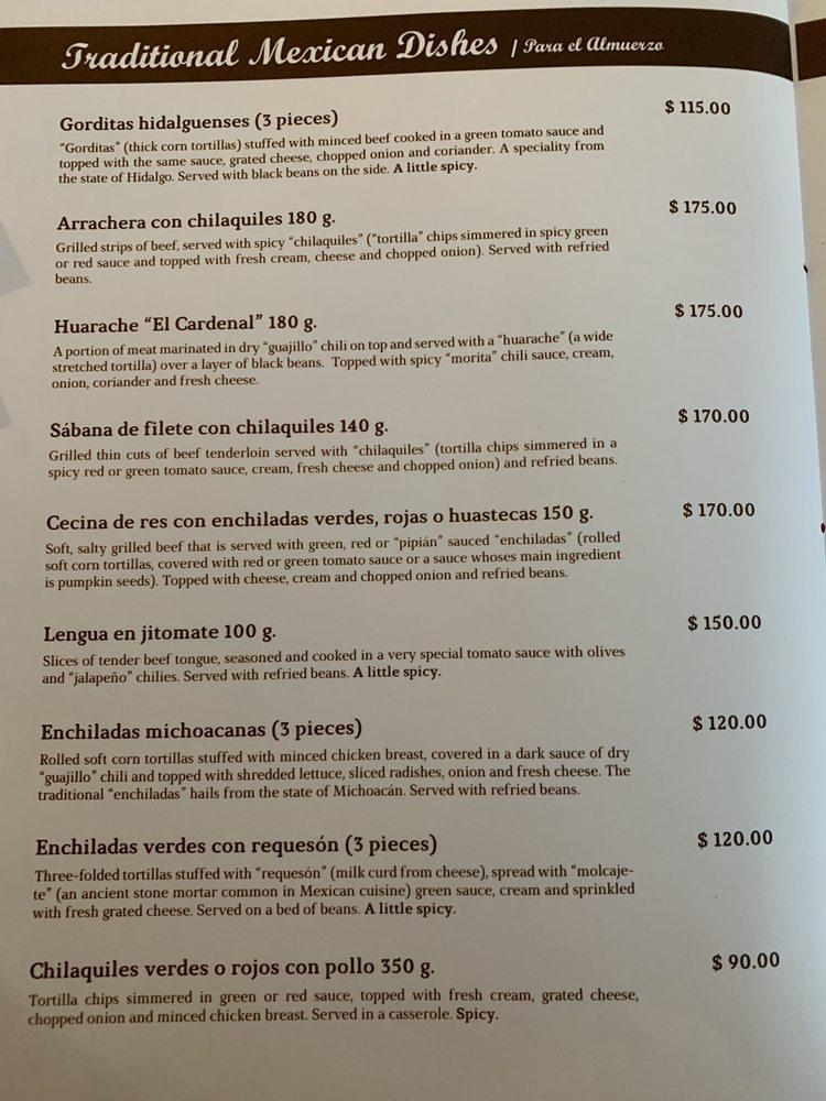 Carta del restaurante El Cardenal Lomas, Ciudad López Mateos, Av. Paseo ...