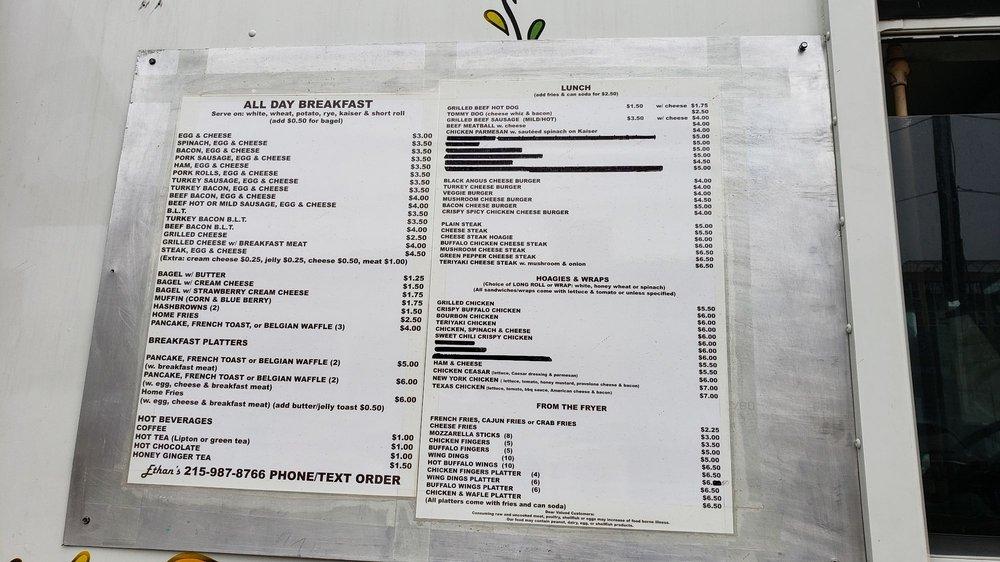 Menu at Ethan's Lunch-Box, Philadelphia