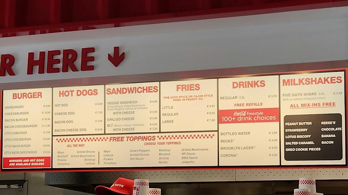 Menu at Five Guys Ramstein Air Base restaurant, Ramstein-Miesenbach