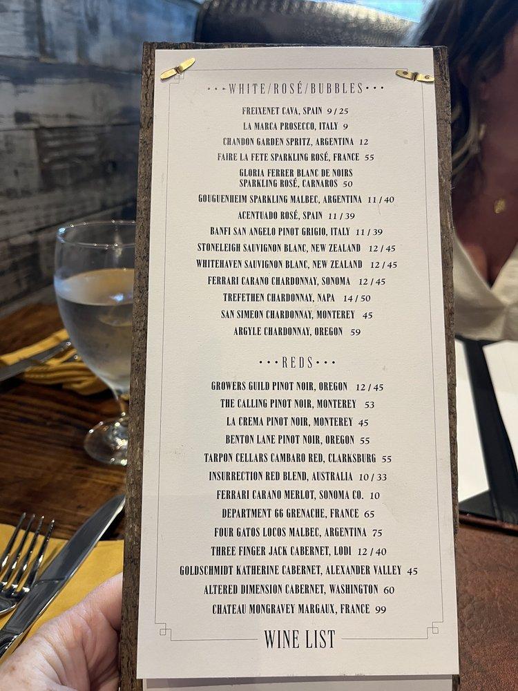 Menu at Margaux steakhouse, Mobile