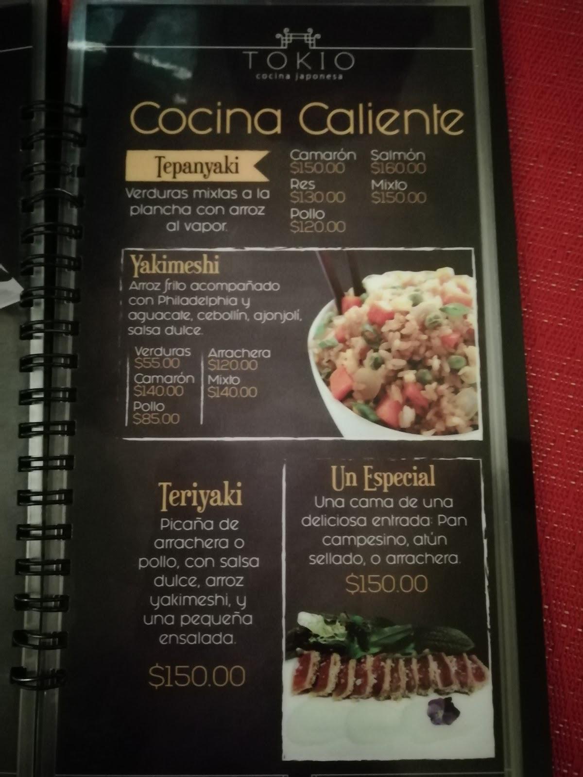 Carta del restaurante Tokio Comida Japonesa, La Piedad del Cavadas