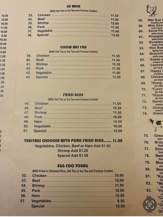 Menu at Golden Buddha restaurant, Louisville