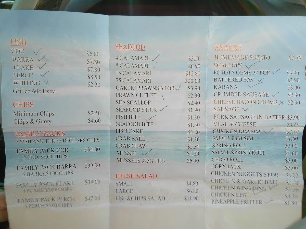 Menu at Maria's Fish & Chips fast food, Burpengary