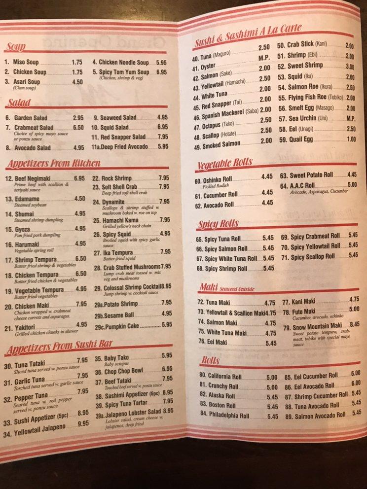 Menu at Mount Fuji - Japanese Sushi & Hibachi Steak House restaurant ...