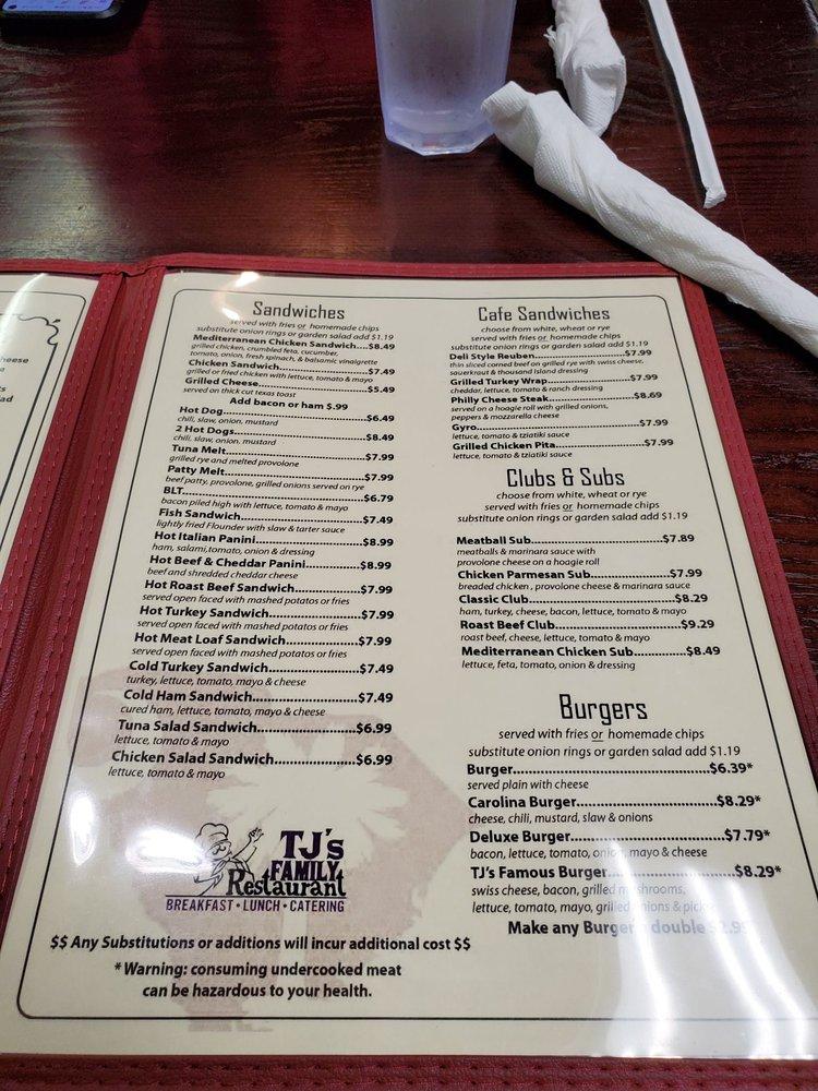 Menu at TJ's Family Restaurant, Rock Hill